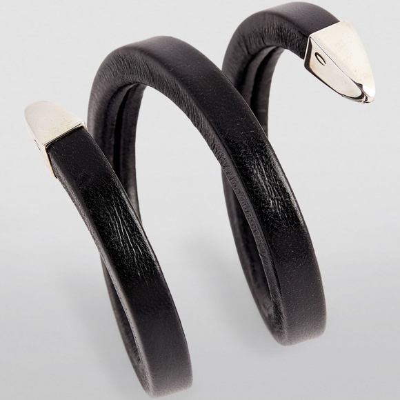 Bottega Veneta | Jewelry | Bottega Veneta Coiled Cuff Bracelet In Nero Black Nappa Leather ...